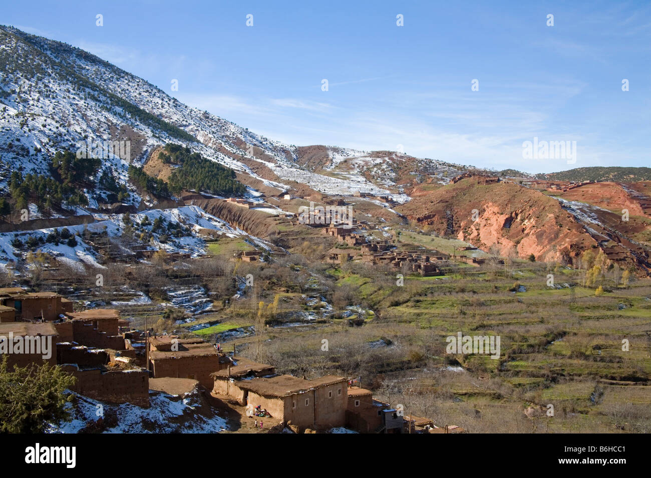 Morocco North Africa December Looking down on typical mud huts of a ...