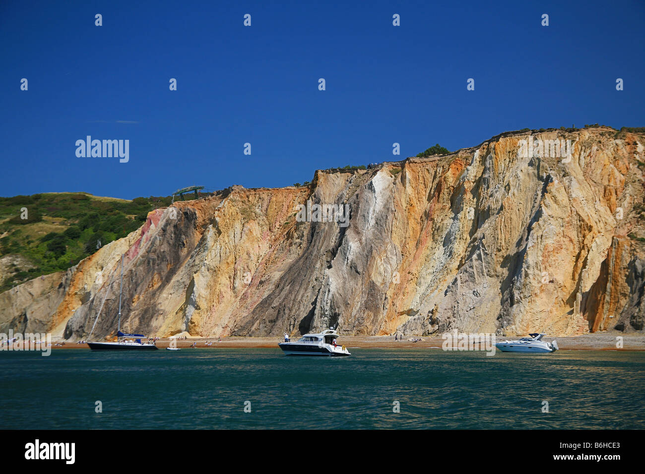 Multi-coloured cliffs at Alum Bay, Isle of Wight, England, UK Stock ...