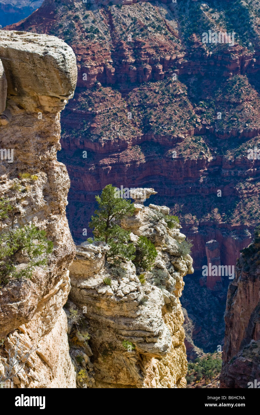 Sandstone pillars along the south rim of the Grand Canyon National Park ...