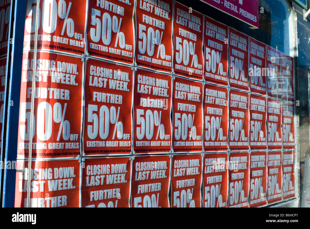 Display of closing down posters hi-res stock photography and images - Alamy