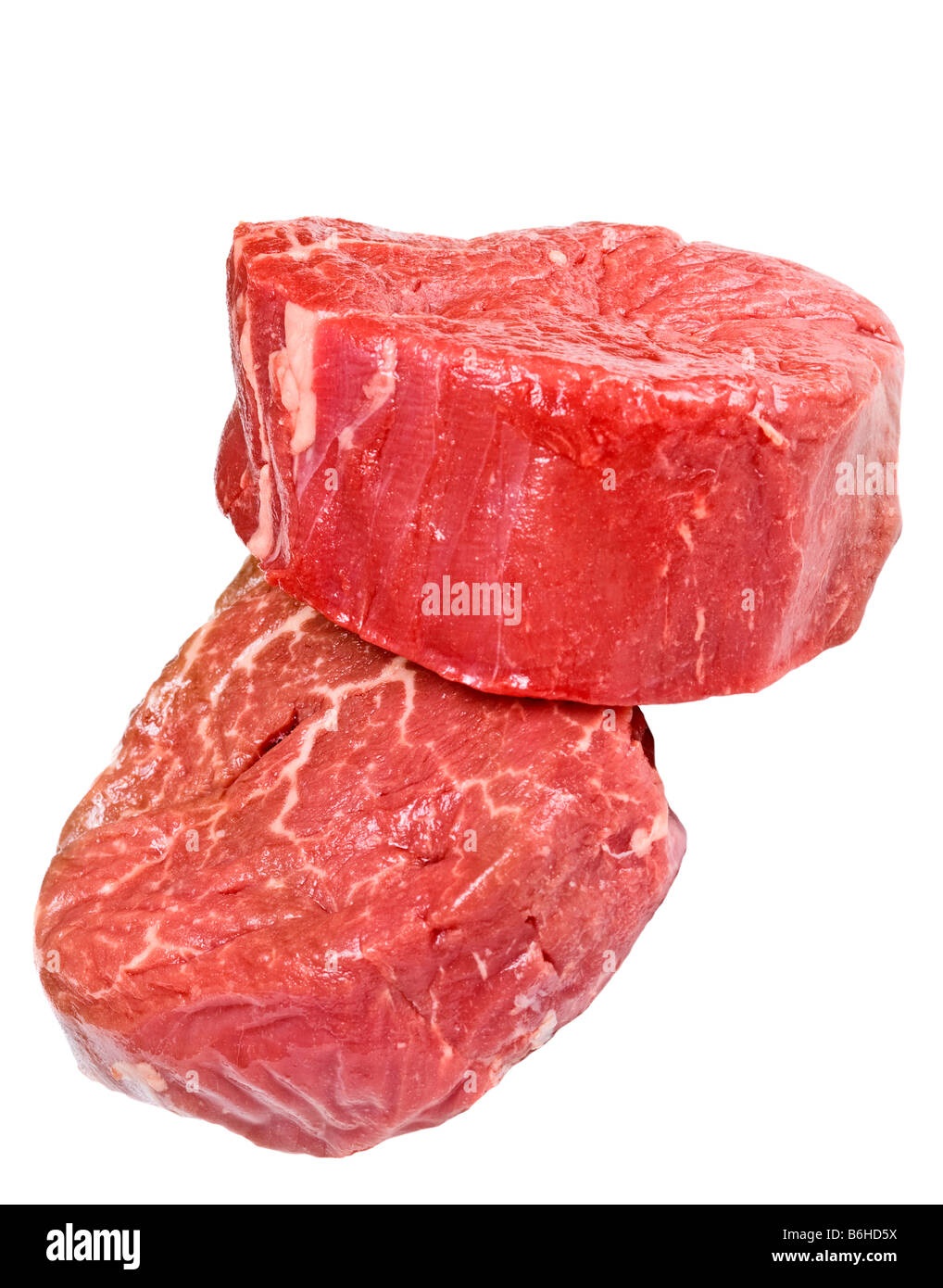 Two raw filet steaks isolated on white Stock Photo - Alamy