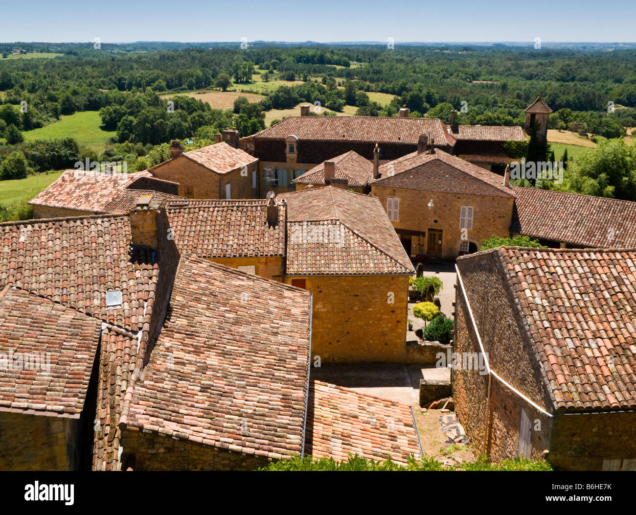 French village of Biron and French landscape, Dordogne, France Stock ...