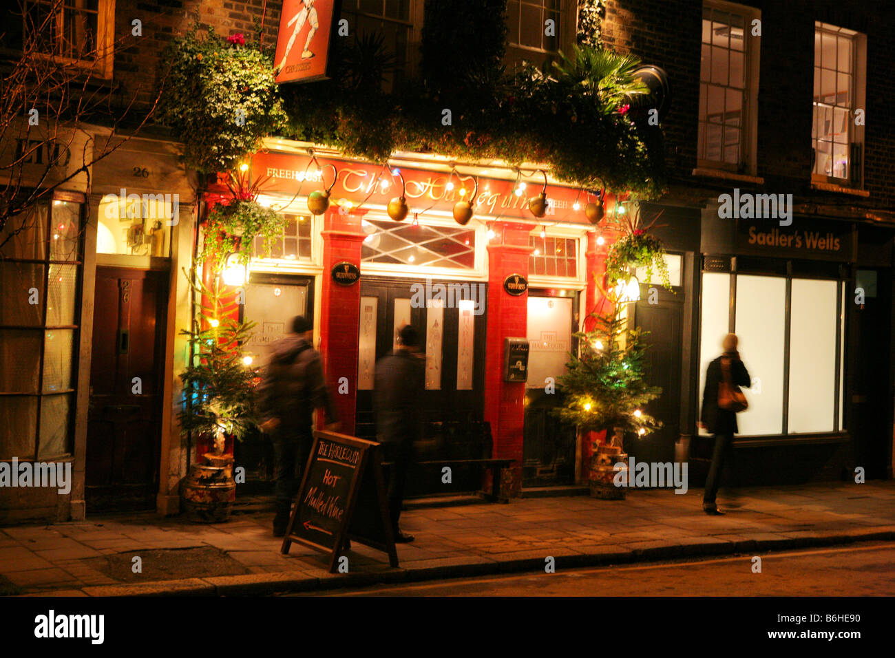 An typical English pub on a winter evening near Christmas, London ...