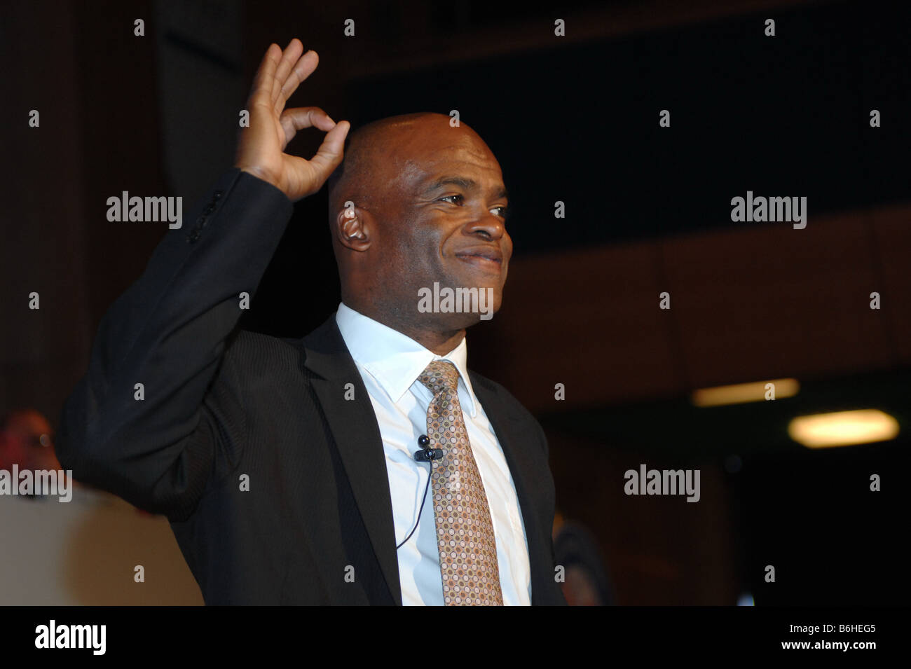 kris akabusi former olympic gold medalist for the UK speaking at a ...