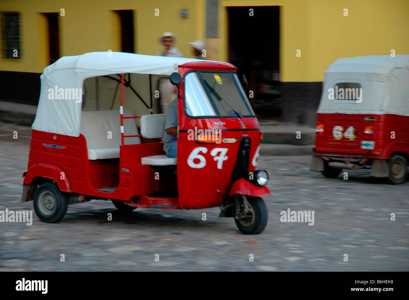 Red auto rickshaw taxis in Copan town, Nicaragua, Central America Stock ...