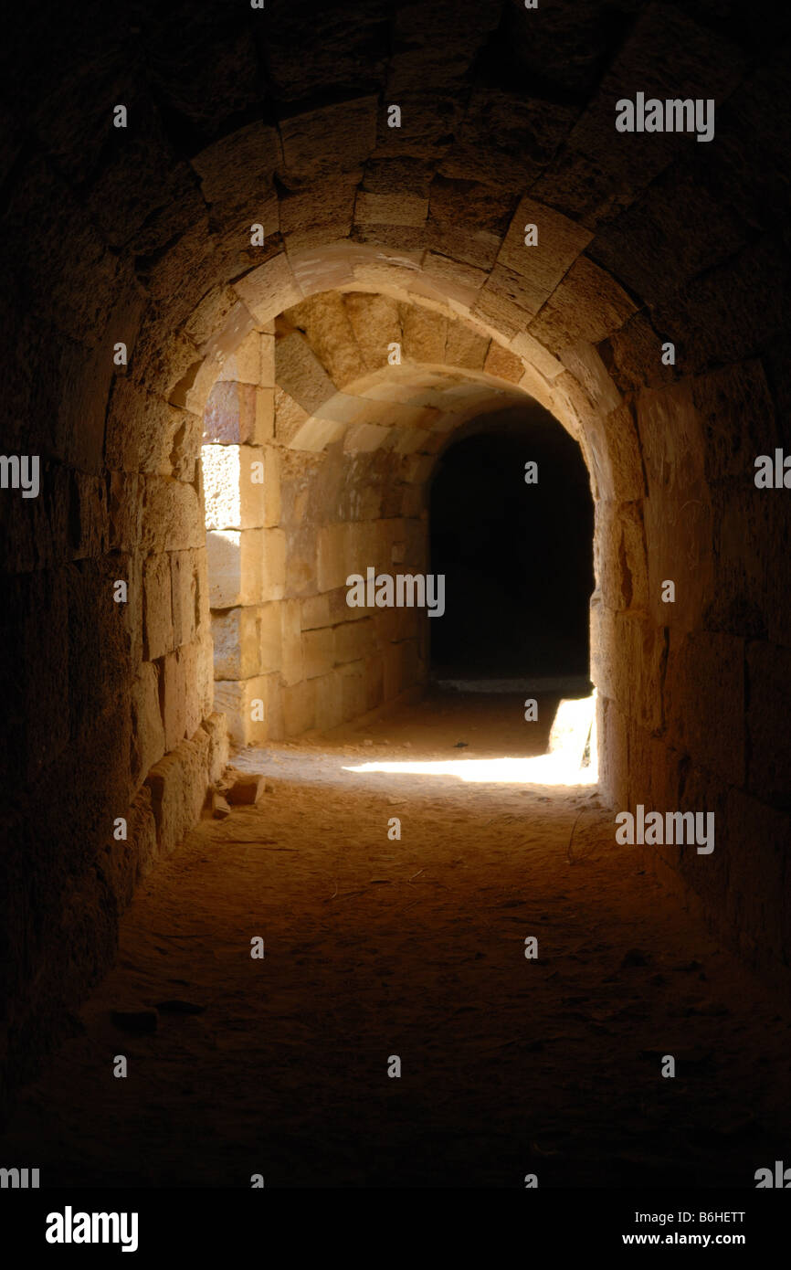 Tunnel inside the Amphitheatre of Leptis Magna Stock Photo - Alamy