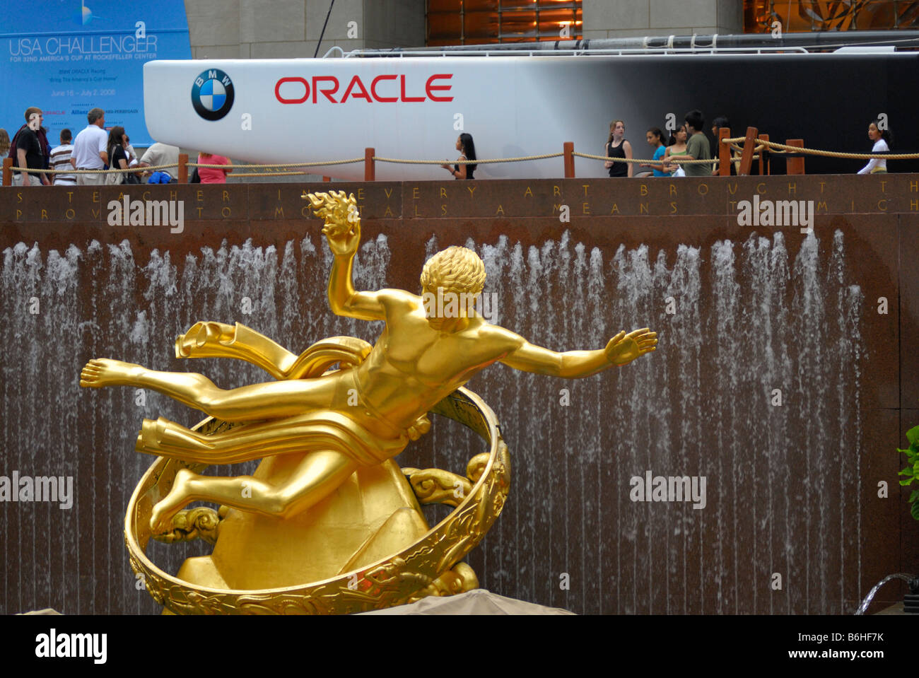 Oracle's America's Cup Challenger and Prometheus Statue at Rockefeller ...