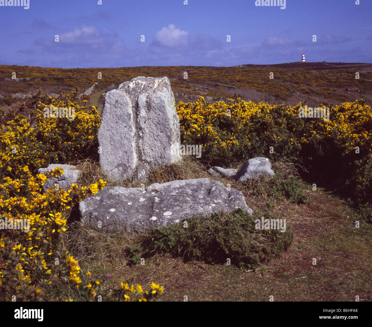 Cairn on Chapel Down St Martins Isles of Scilly Cornwall UK Stock Photo ...