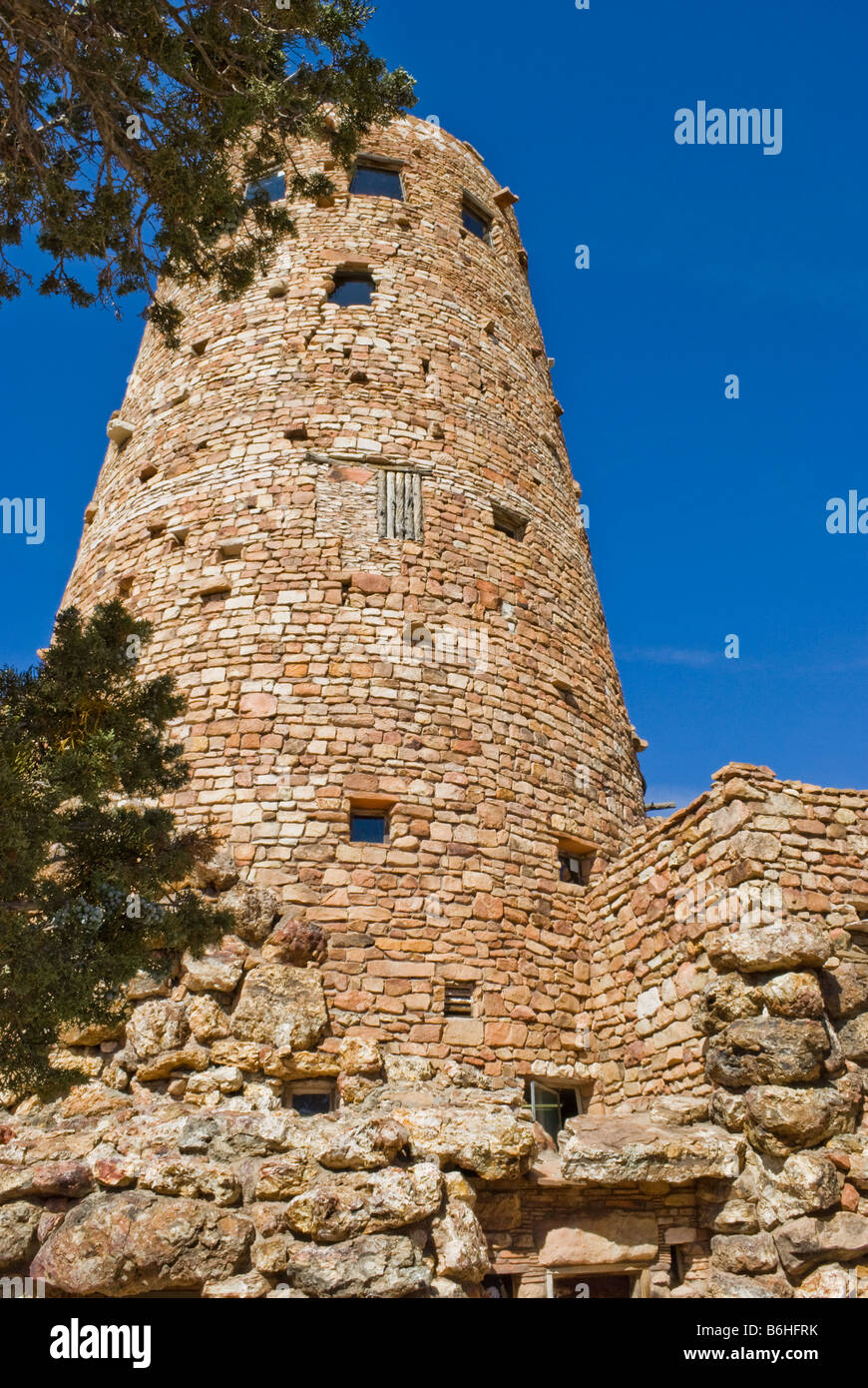 The stone Watchtower at Desert view along the south rim of the Grand ...
