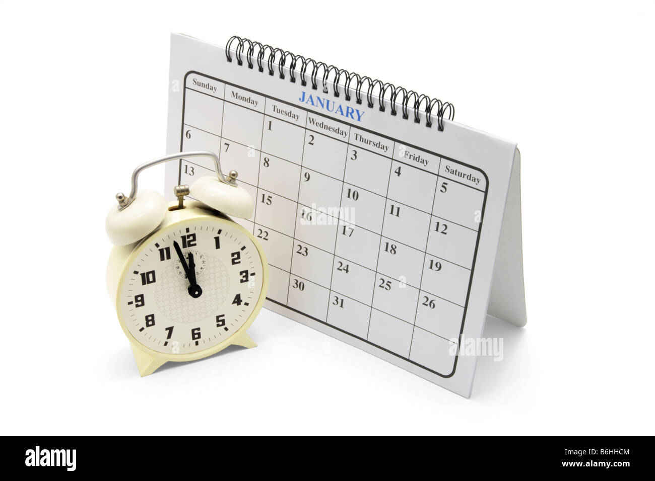 Alarm Clock and Calendar Stock Photo - Alamy