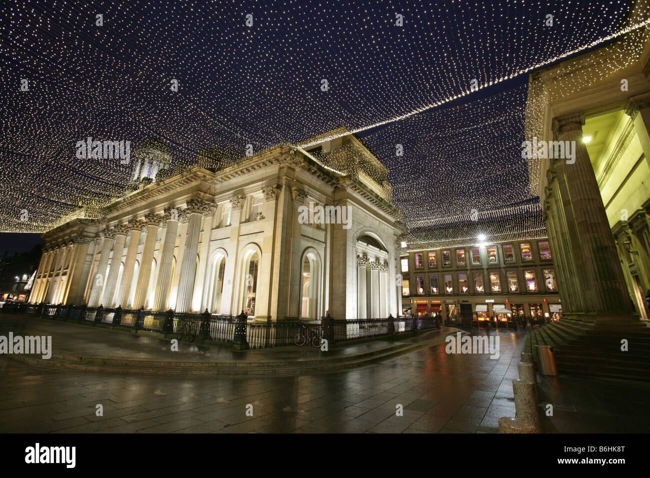 City of Glasgow, Scotland. Royal Exchange Square at Christmas with a ...