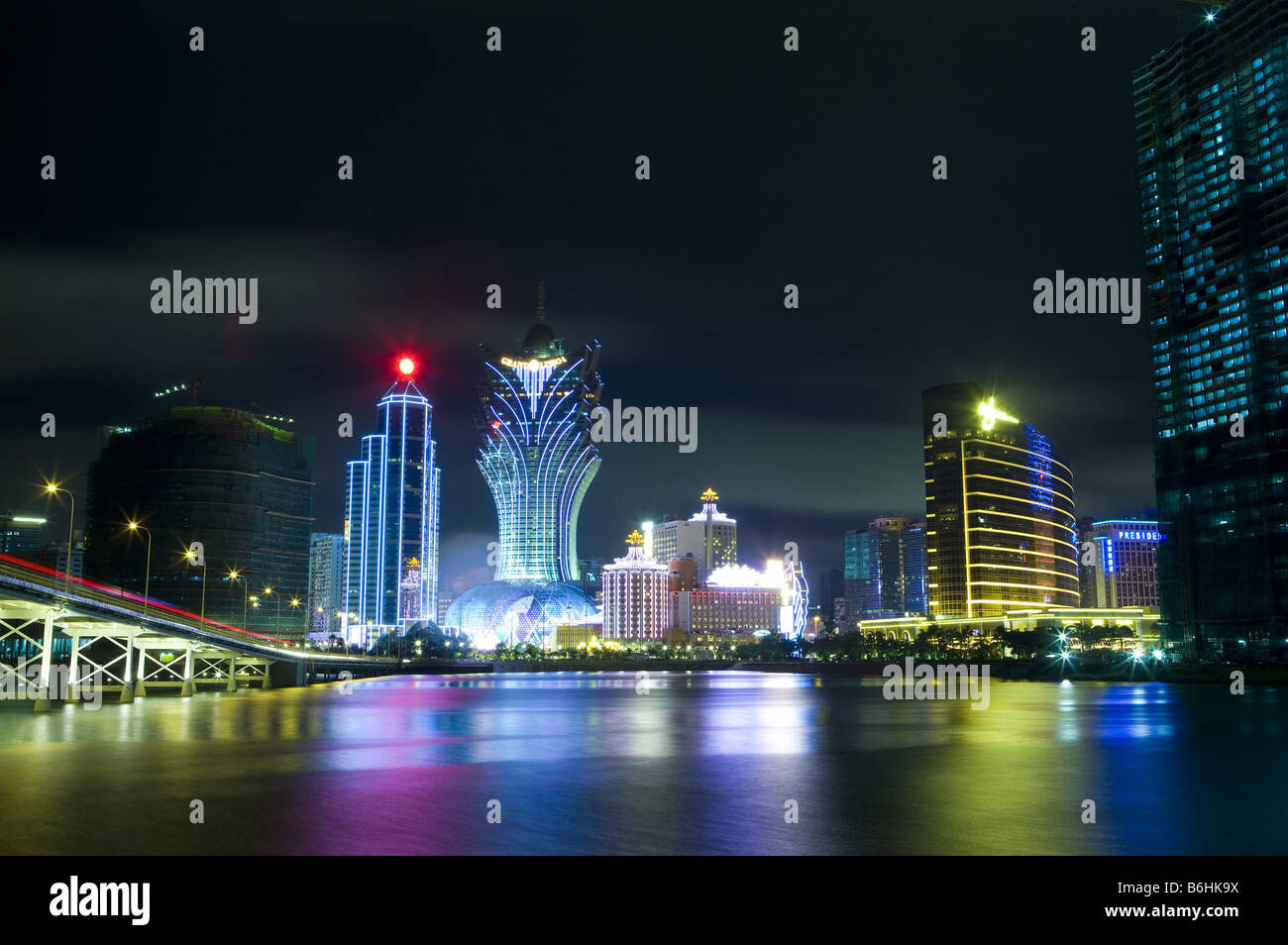 Cityscape at night Macau Stock Photo - Alamy