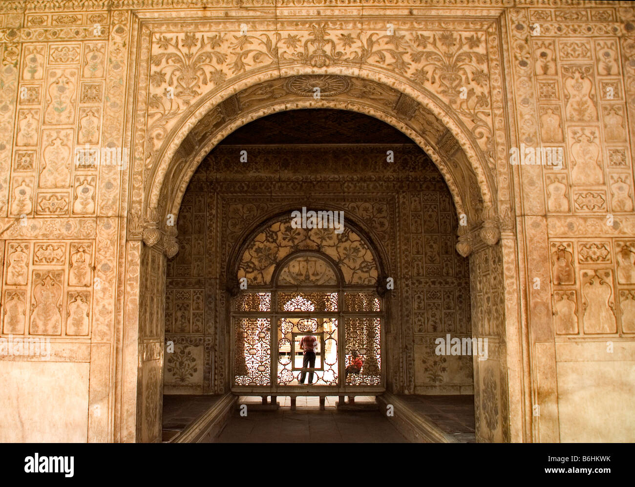 Designs on Walls inside of Red Fort Delhi India Stock Photo - Alamy
