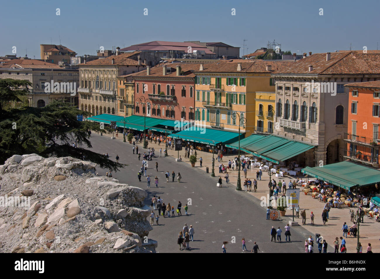 Verona Piazza Bra from Roman Amphitheatre Veneto Italy April 2008 Stock ...