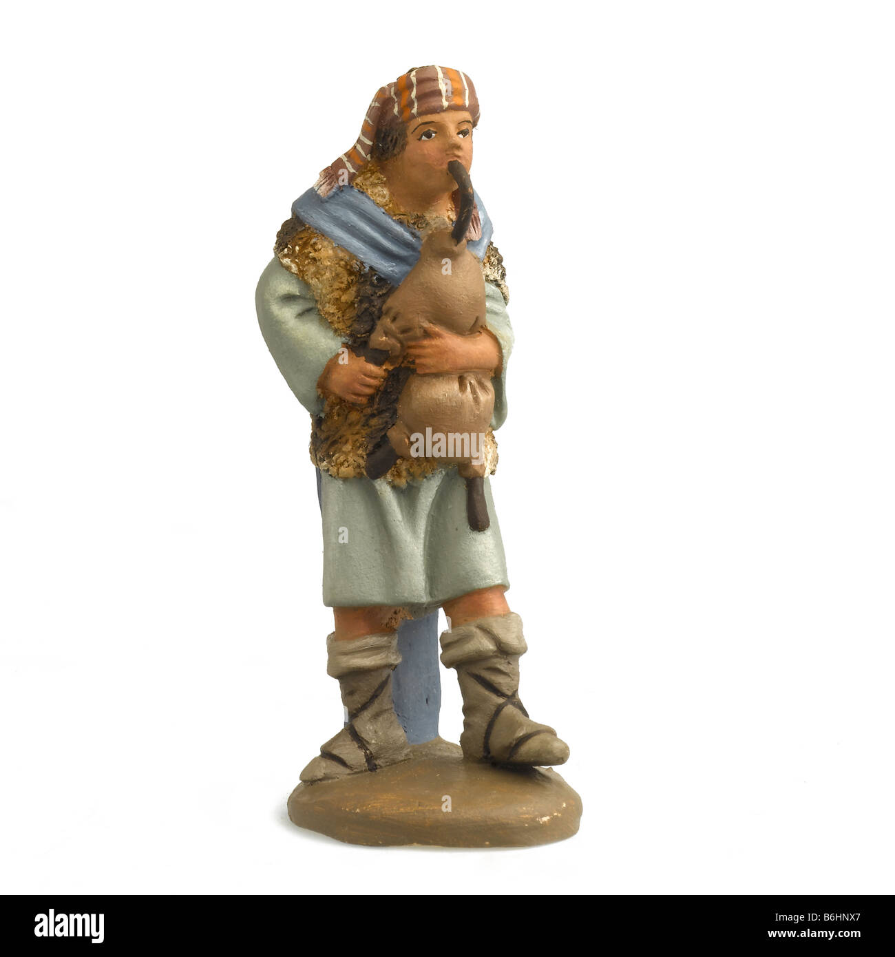 Nativity figures Shepherd with bagpipes Stock Photo - Alamy