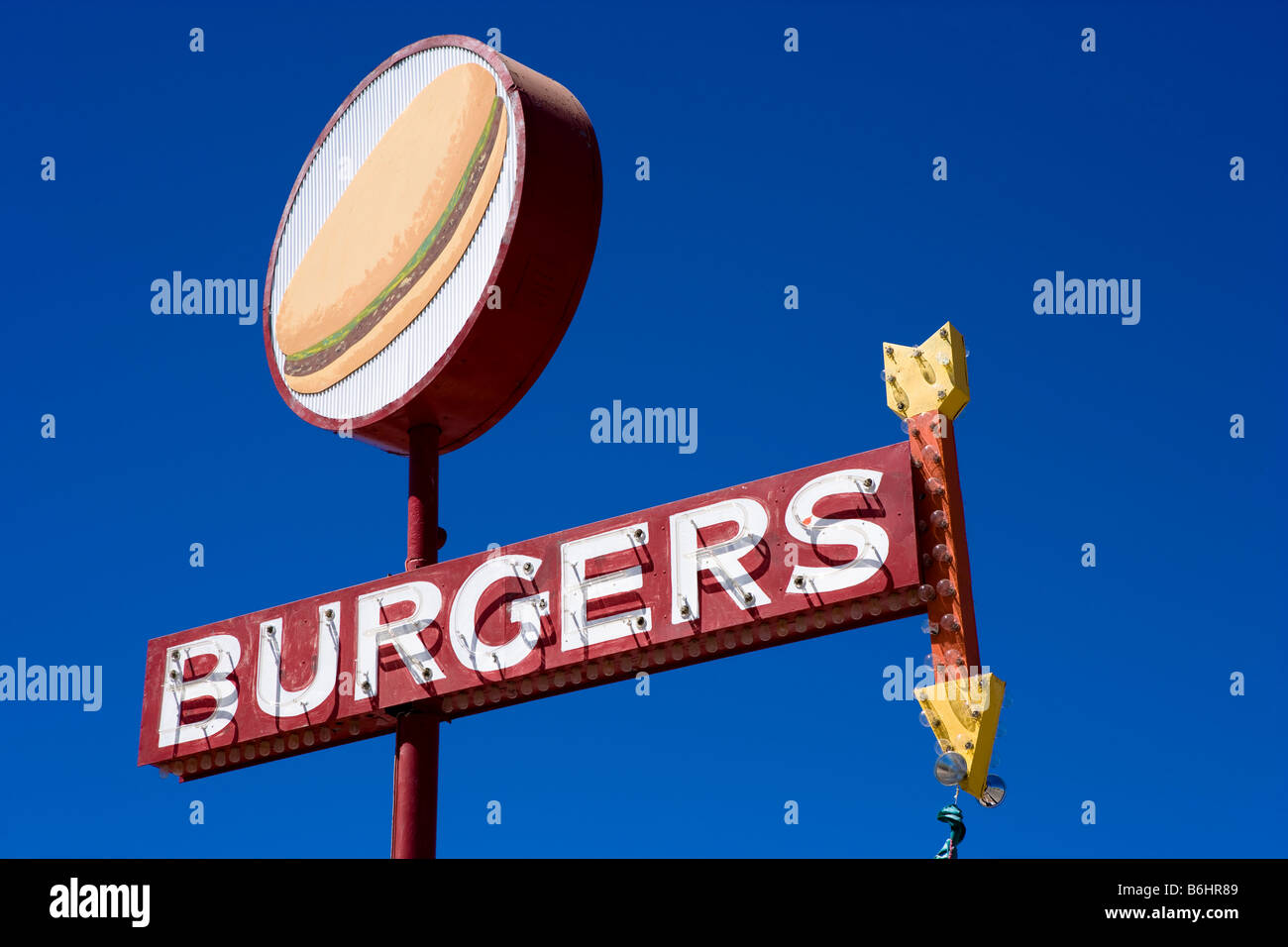 Classic burger sign on Main Street Seligman Arizona Stock Photo - Alamy