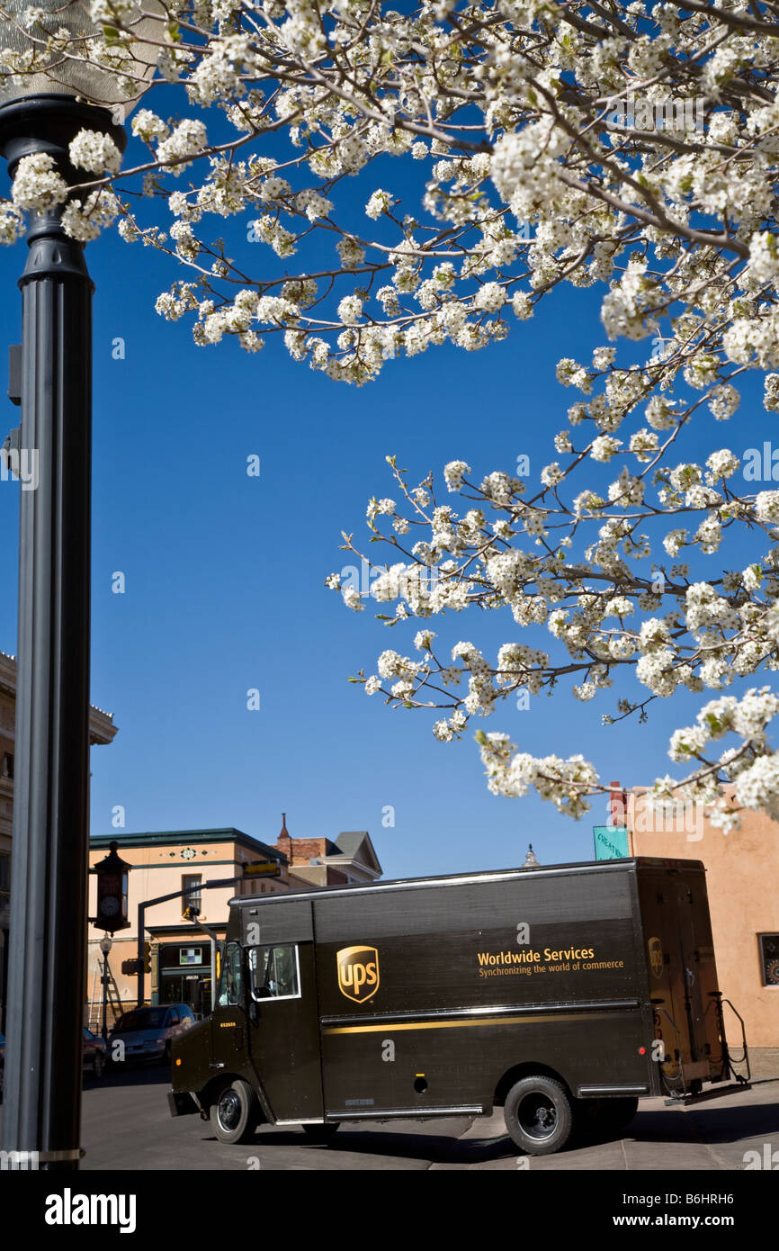 The UPS mail van in street in Silver City Grant County, New Mexico, USA ...