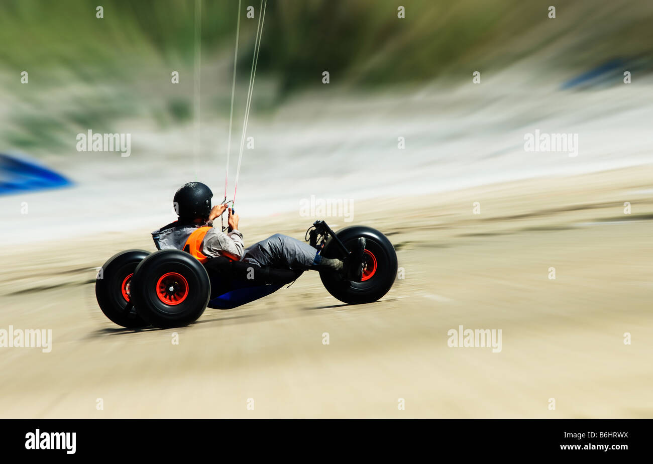 kite buggy going fast on the beach Stock Photo - Alamy