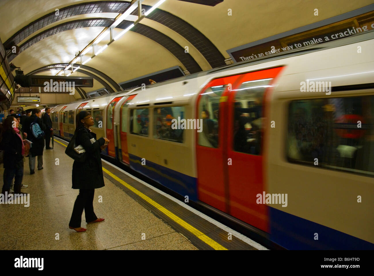 Underground train at Baker Street metro station in West London England ...