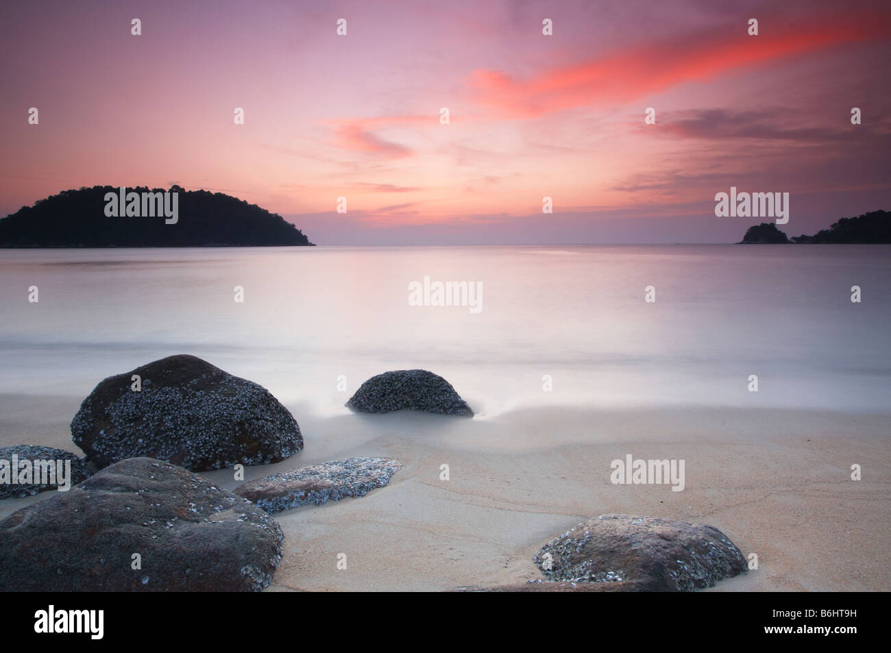 Sunset On Teluk Nipah Beach On Pulau Pangkor, Malaysia Stock Photo - Alamy