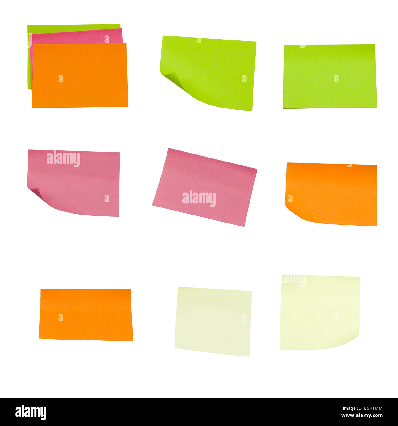 coloured sticky notes isolated on a white background Stock Photo - Alamy
