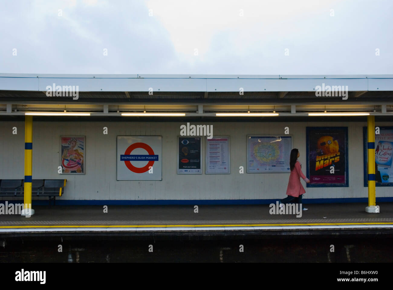 Platform at Shepherds Bush market tube station in West London England ...