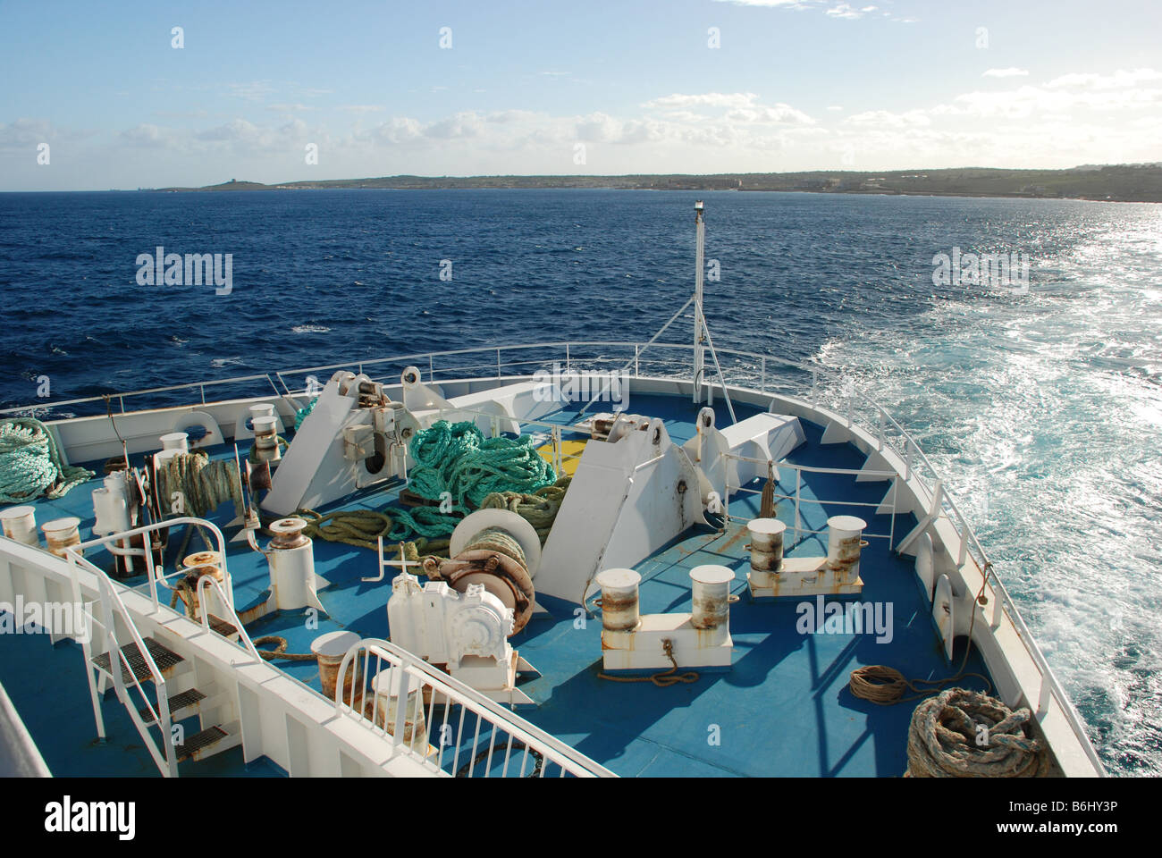 Deck of the Gozo to Malta Channel Car and Passenger Ferry Stock Photo ...