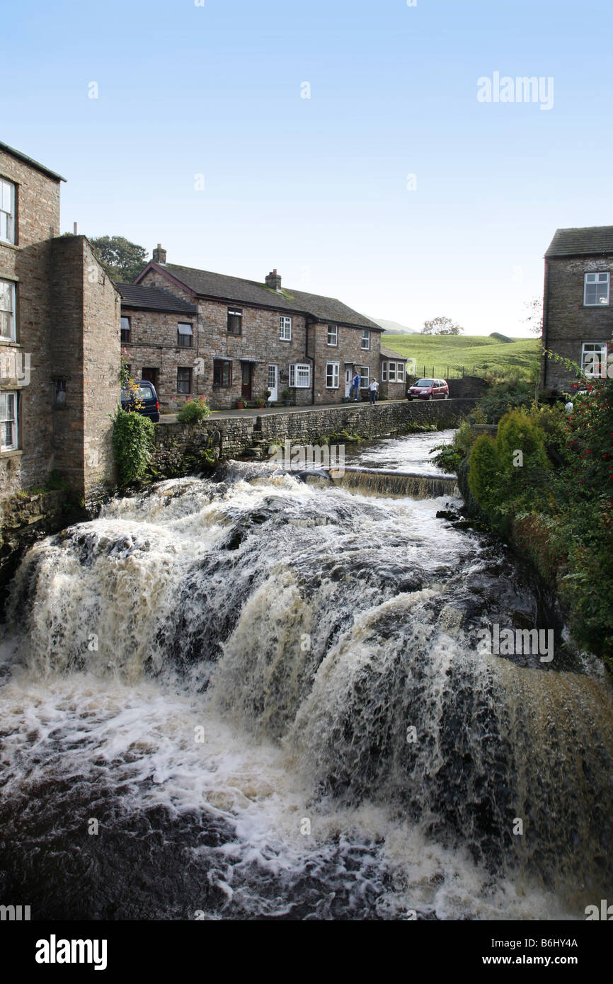 Waterfall on the River Ure in the small market town of Hawes in ...