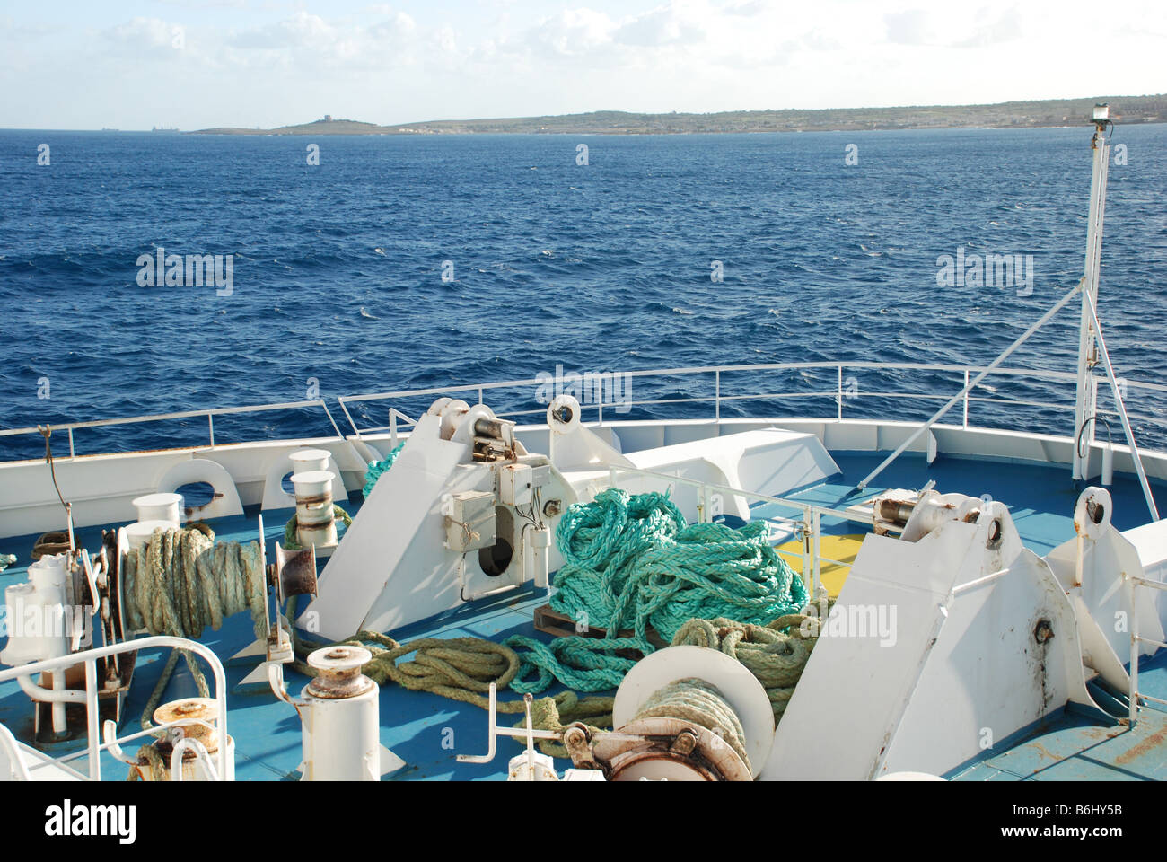 Deck of the Gozo to Malta Channel Car and Passenger Ferry Stock Photo ...