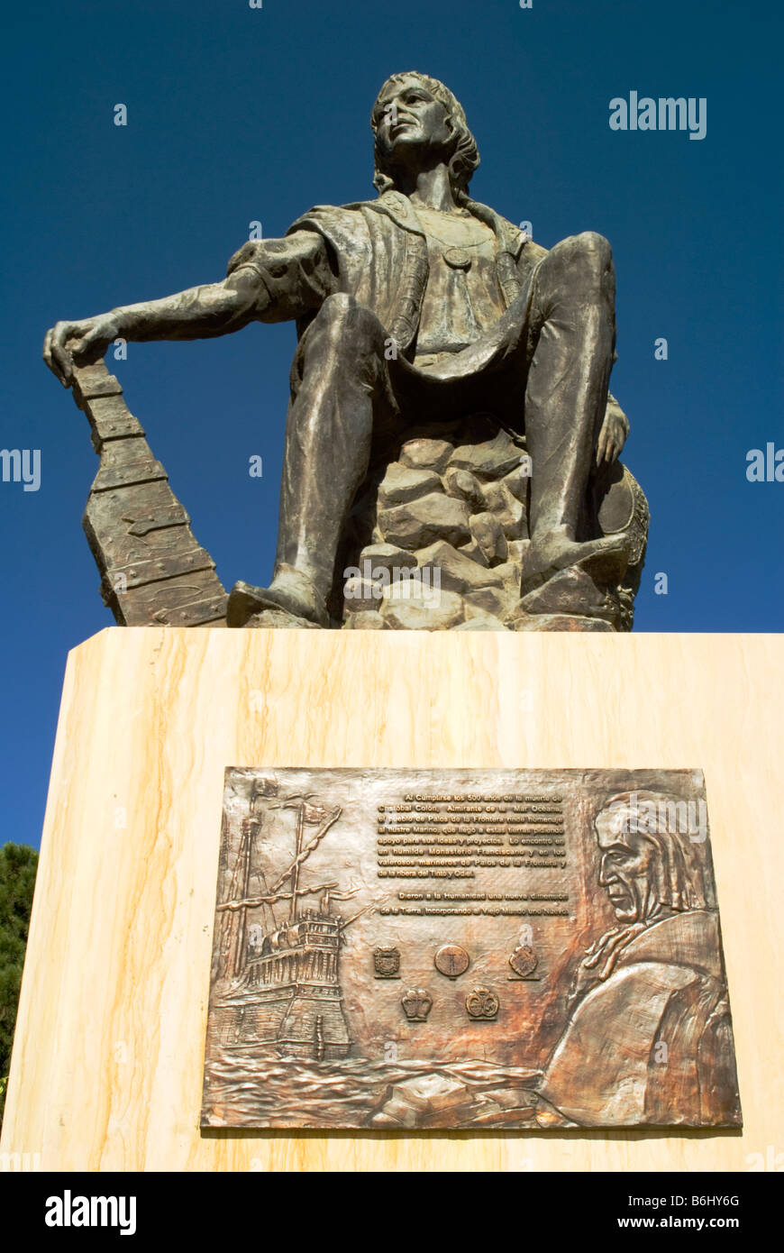 Statue of Christopher Columbus On the approach to the Monastery of ...