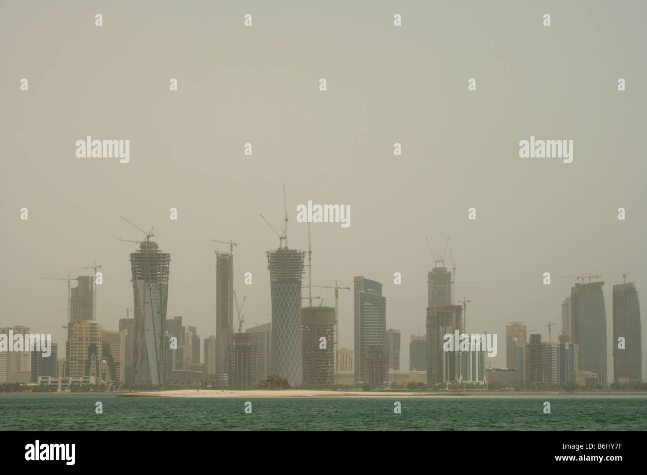 Skyscrapers under construction forming Doha's skyline, Qatar Stock ...