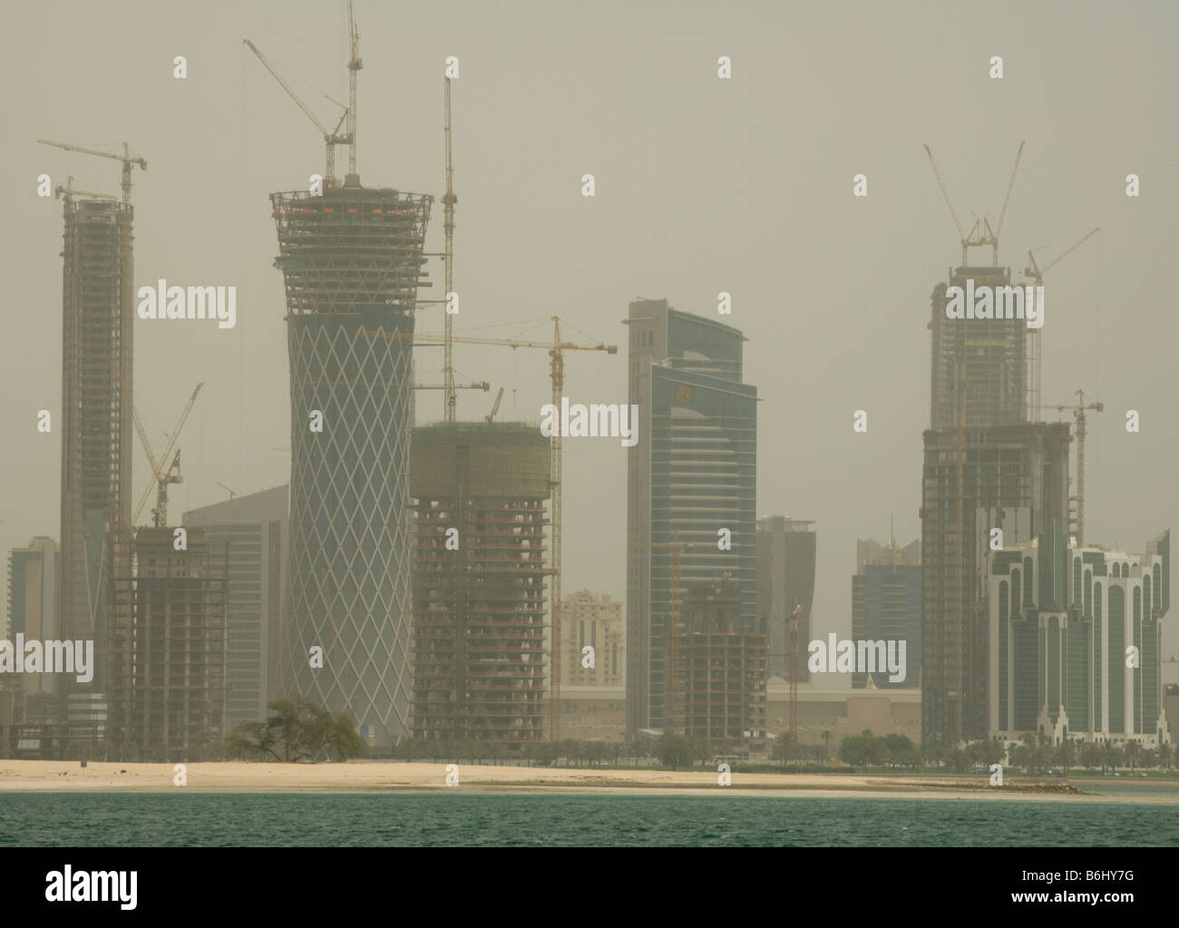 Skyscrapers under construction forming Doha's skyline, Qatar Stock ...