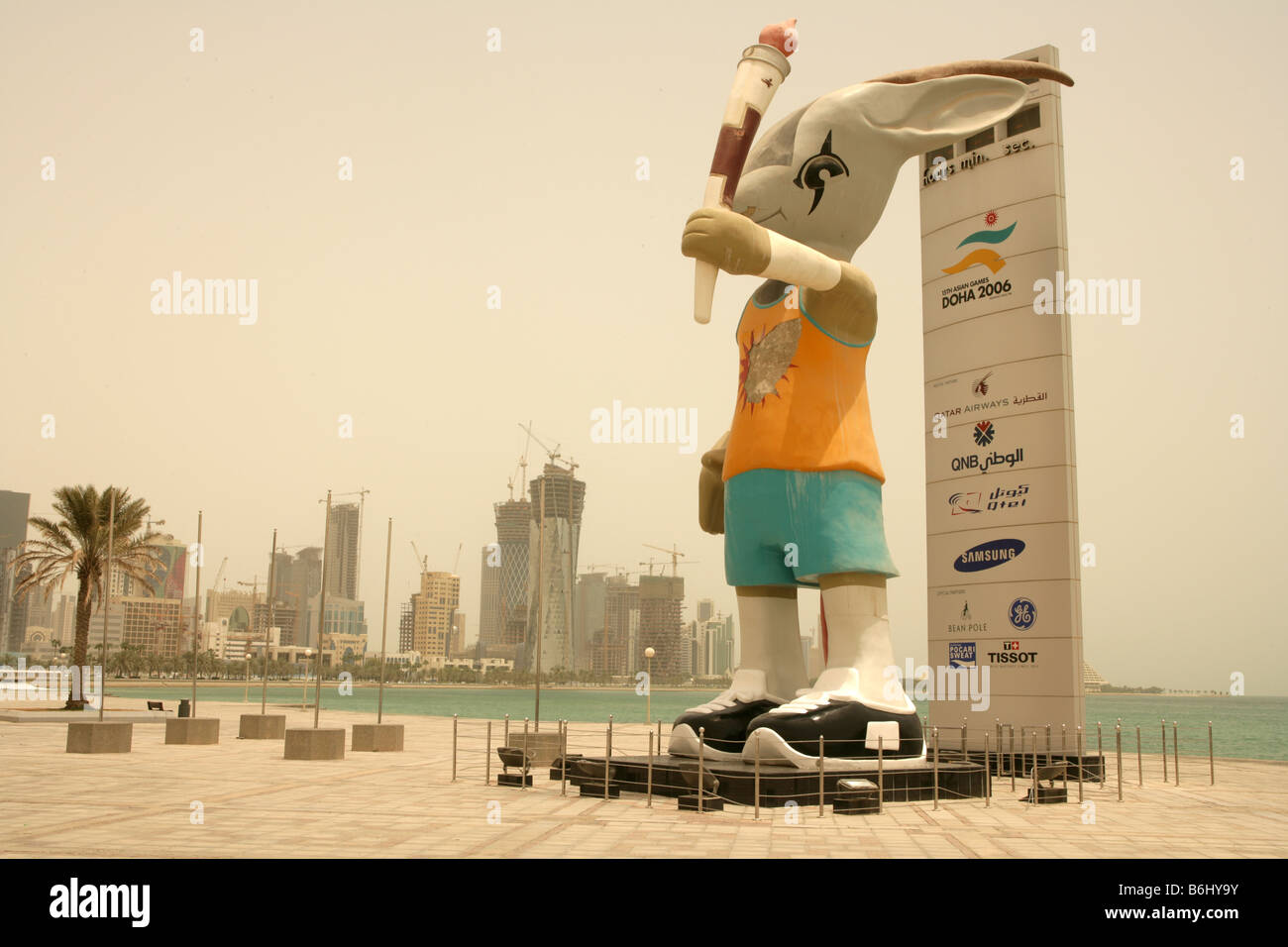 Giant statue of Orry, 15th Asian Games mascot, at the Corniche, Doha ...