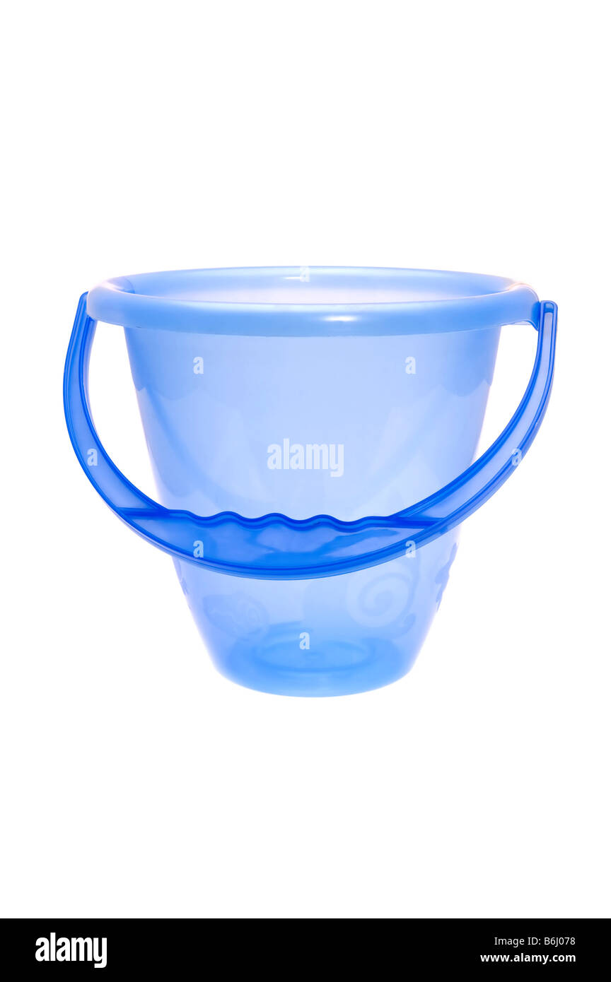 object on white blue Plastic bucket Stock Photo - Alamy
