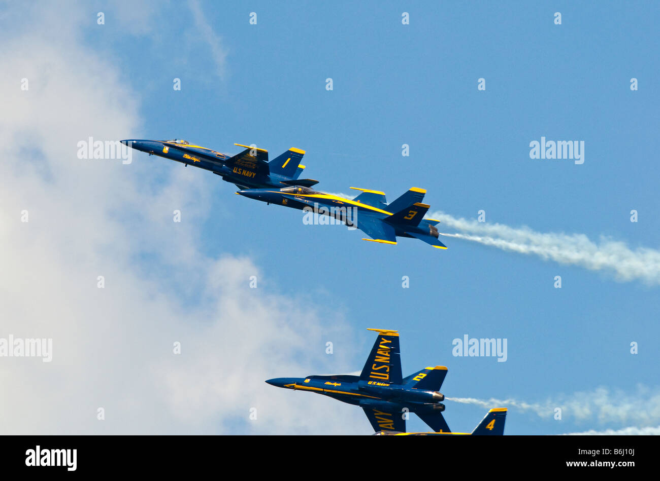 Two US Navy Blue Angels peeling off from formation Stock Photo - Alamy