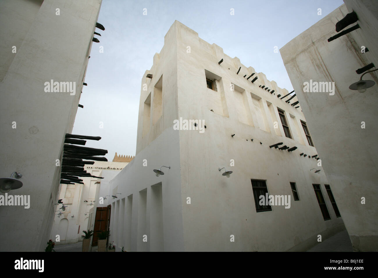 Traditional buildings with projecting 'shandal' beams in Doha, Qatar ...