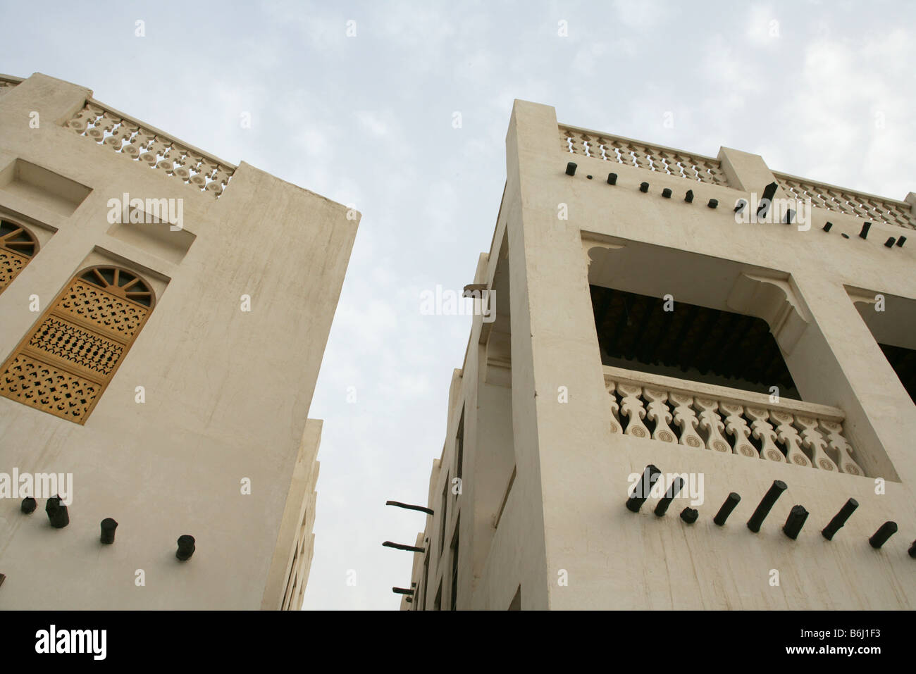 Traditional buildings with projecting 'shandal' beams in Doha, Qatar ...