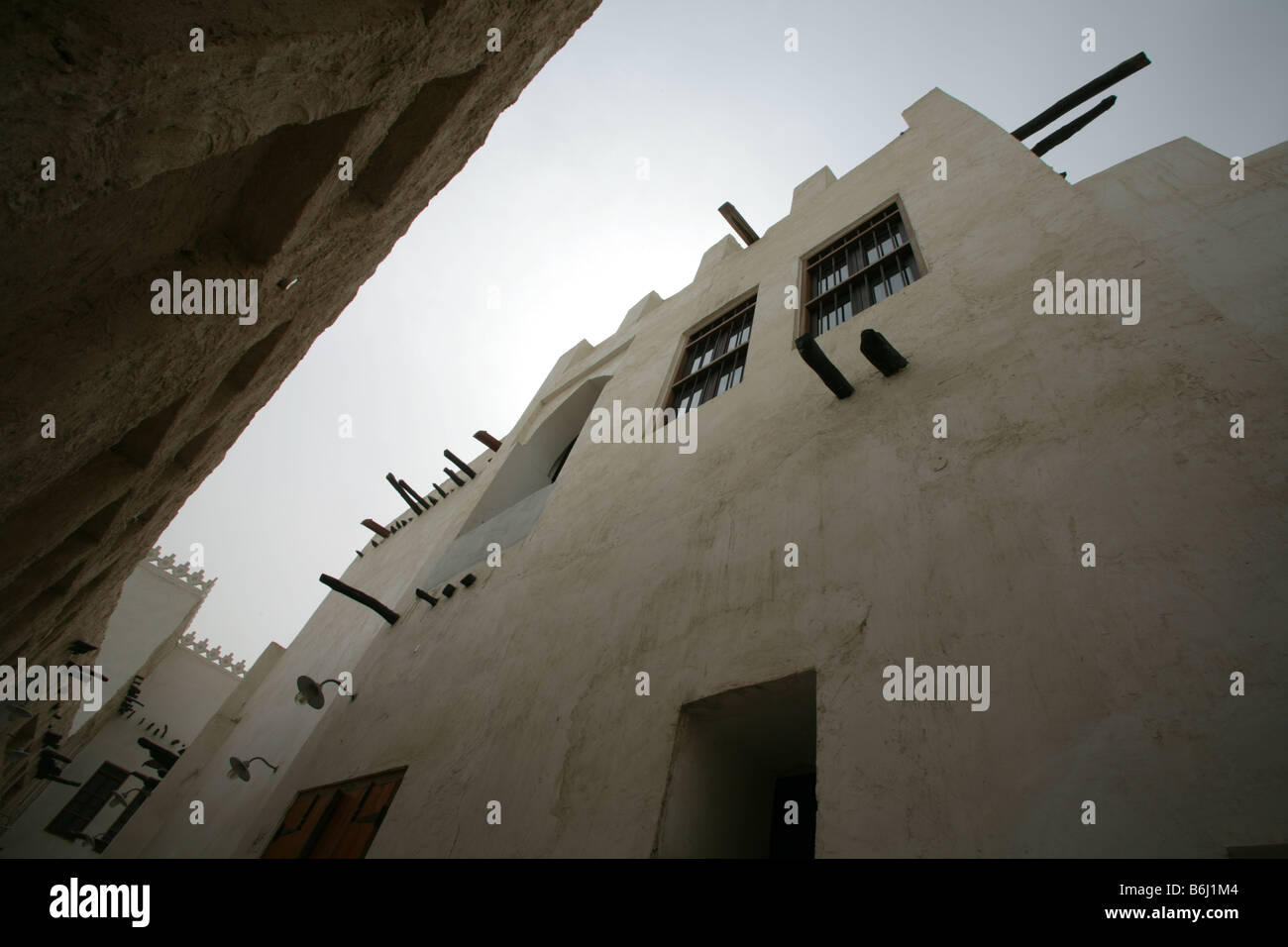 Traditional buildings with projecting 'shandal' beams in Doha, Qatar ...