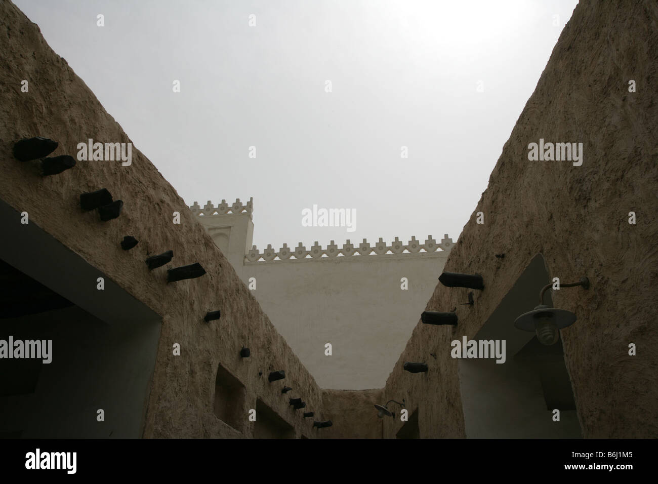 Traditional buildings with protruding 'shandal' beams in Doha, Qatar ...