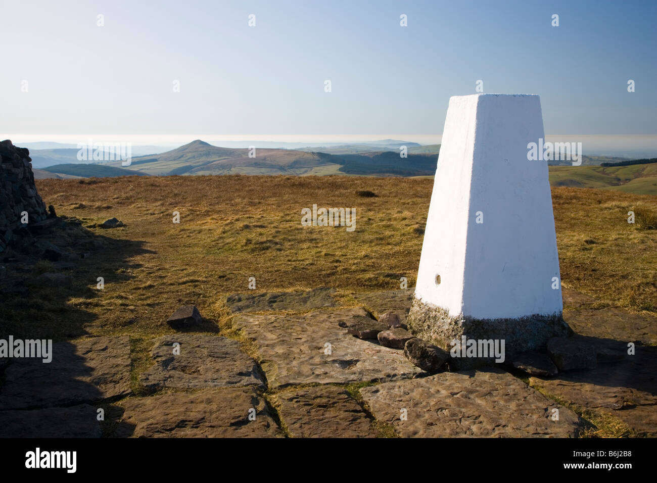 View from the Triangulation Pillar on top of Shining Tor with the peak ...