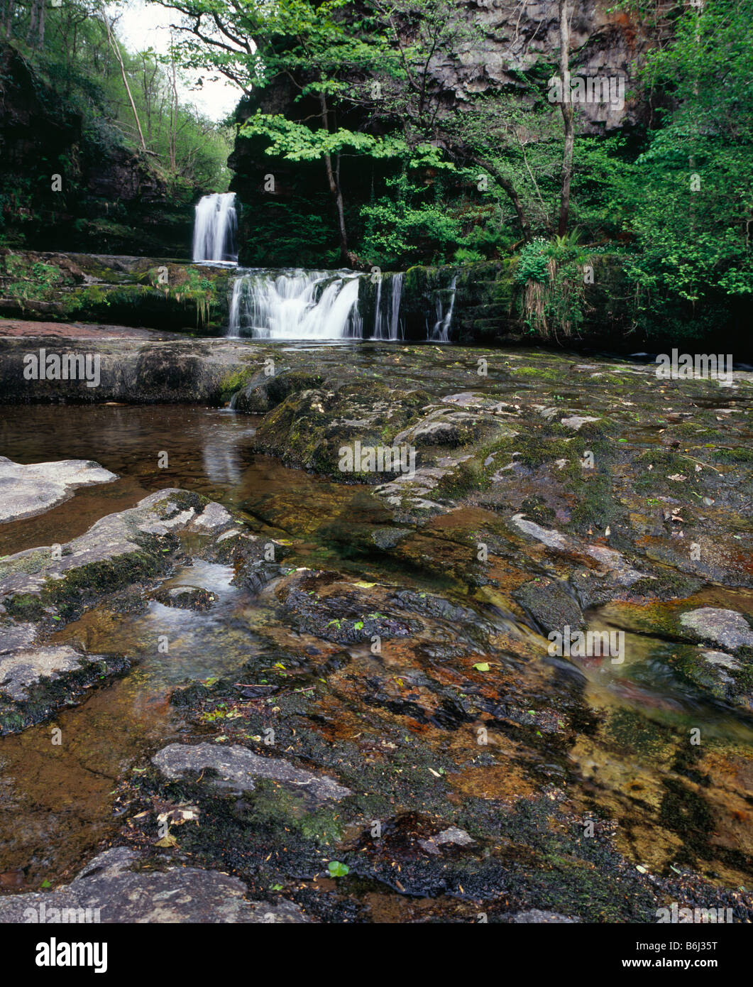 Waterfalls on the Afon Mellte at Pontneddfechan Wales Stock Photo - Alamy