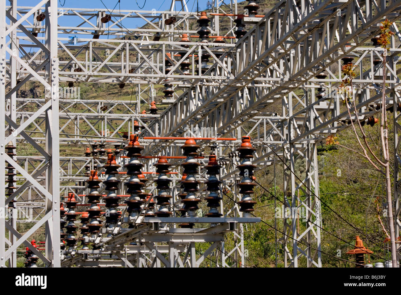 Europe Spain Andalucia Sierra Nevada mountains electrical substation ...
