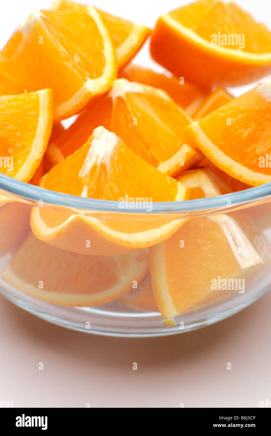 Sliced oranges on a white background Stock Photo - Alamy