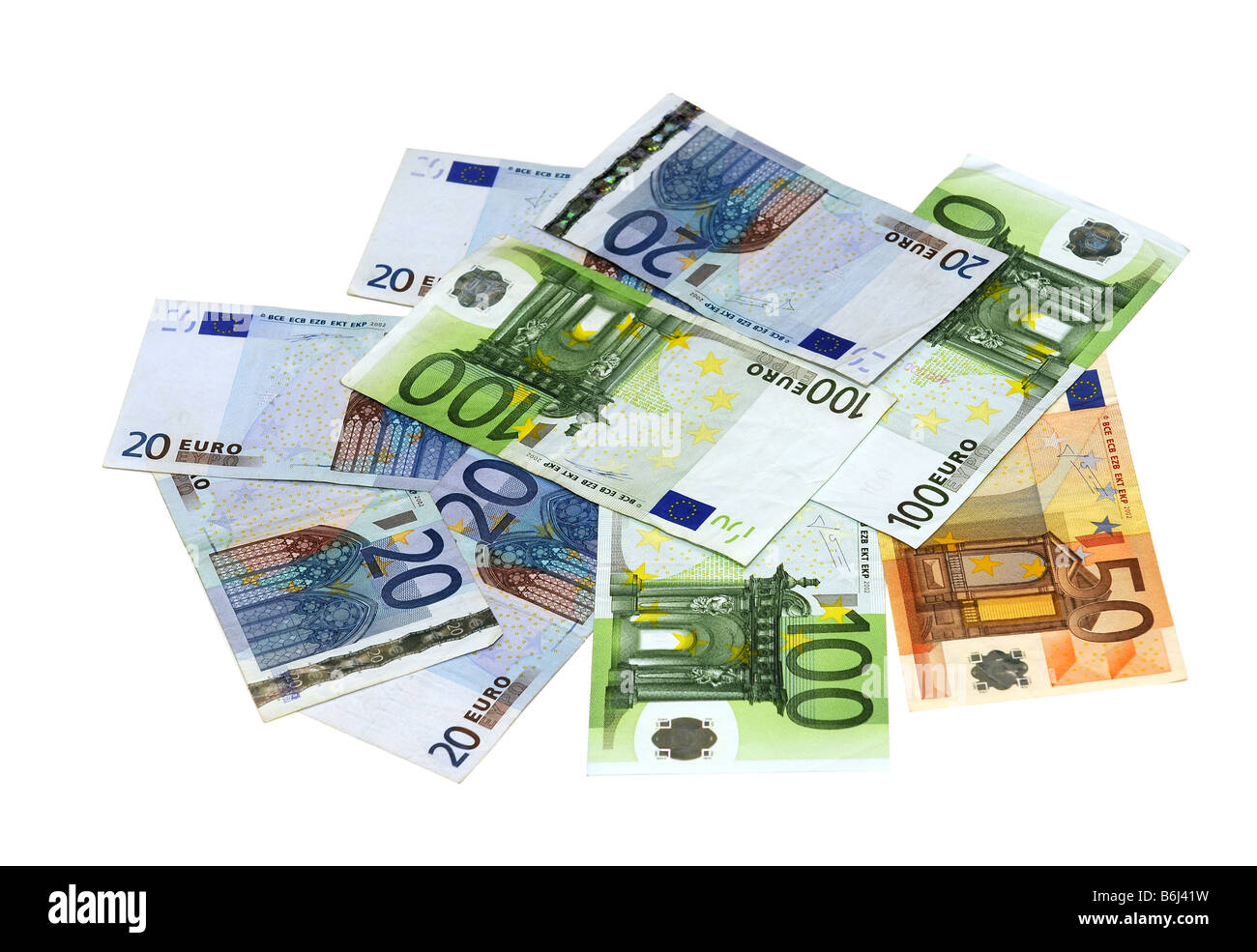 Euro banknotes isolated on white background Stock Photo - Alamy