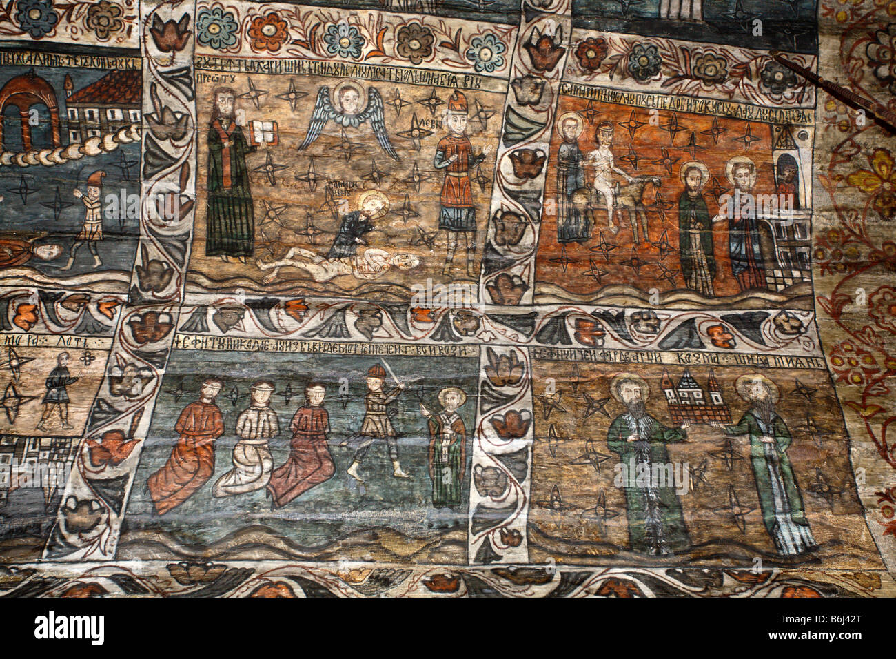 old religious paintings in desesti church, maramures, romania Stock ...