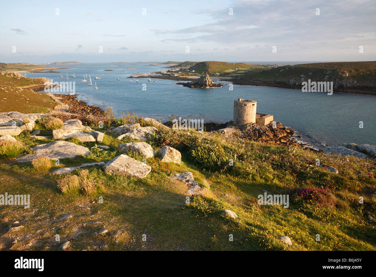 The view from King Charles castle on Tresco looking down on Cromwell's ...