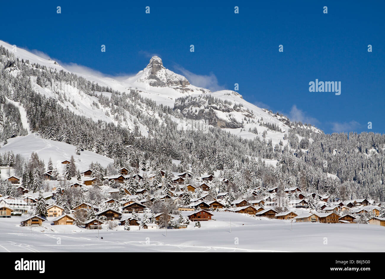 The Village of Leysin in Winter, Switzerland Stock Photo - Alamy