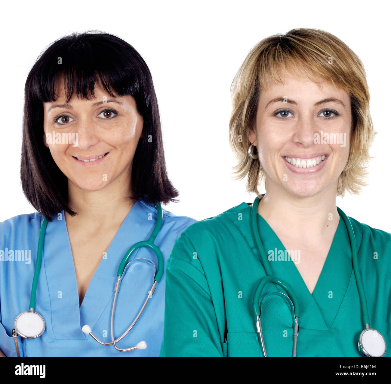 Two doctors women over a white background Stock Photo - Alamy
