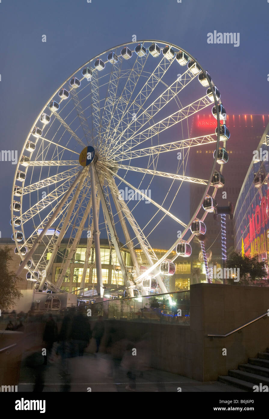 The big wheel Exchange Square Manchester England early evening December ...