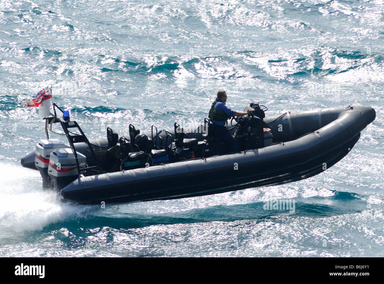 British Navy Rib patrolling waters off Gibraltar Stock Photo - Alamy